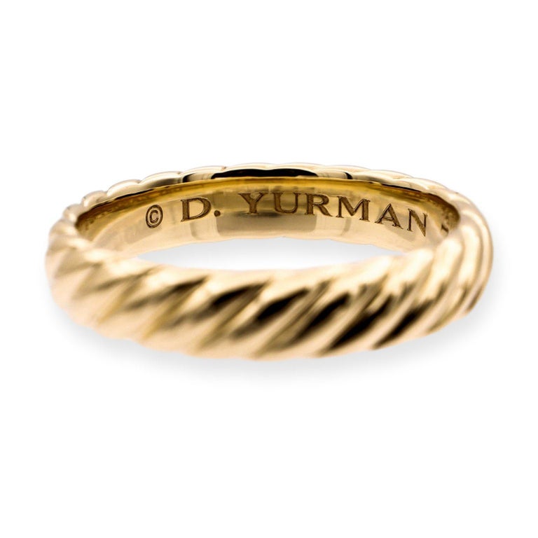 David Yurman 18k Yellow Gold Cable Mens Wedding Band Ring For Sale at ...