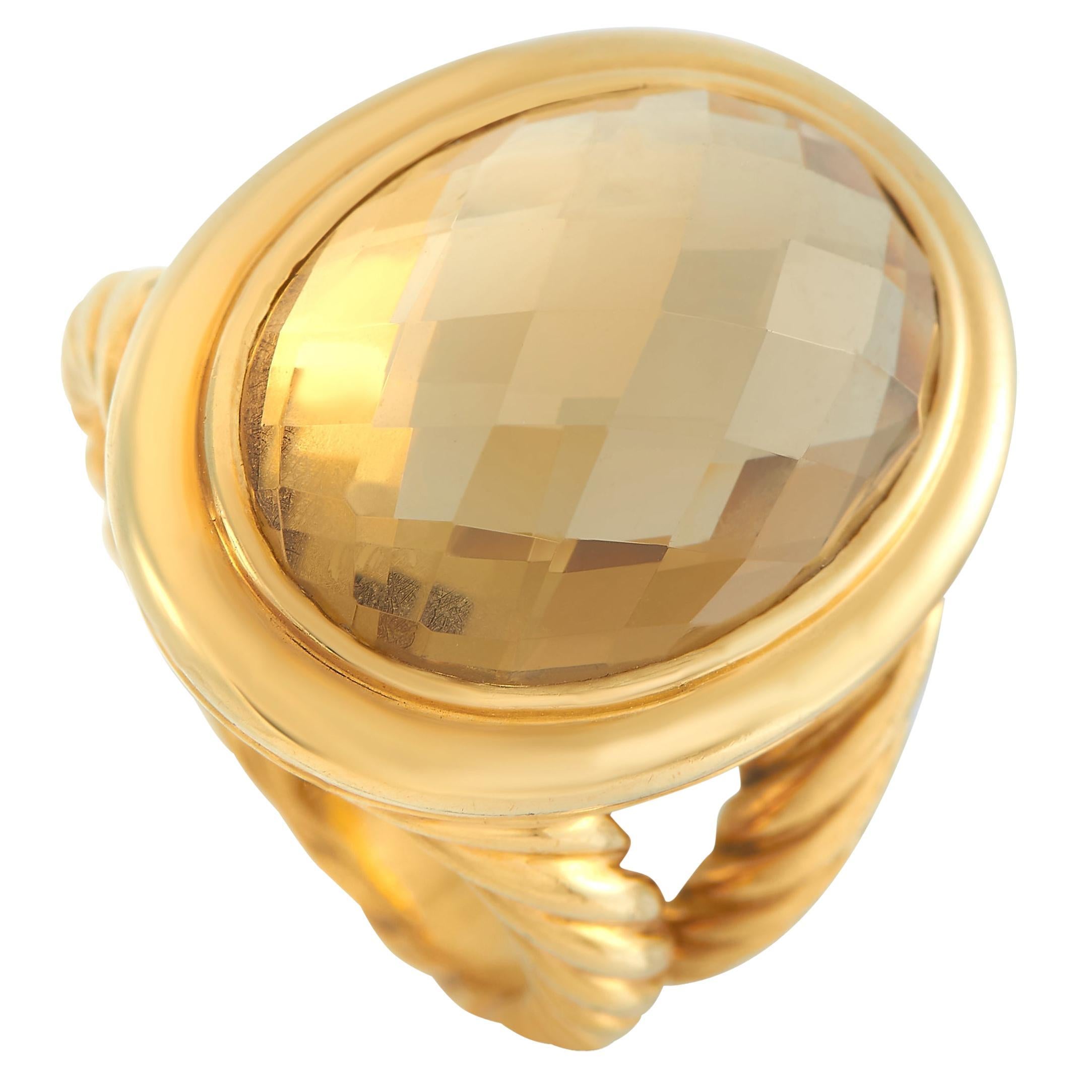 David Yurman Citrine Noblesse 18 Karat Yellow Gold Ring For Sale at 1stDibs