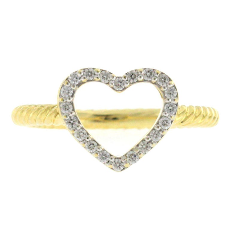 David Yurman 18 Karat Yellow Gold Diamond Cable Classics Heart Ring For ...