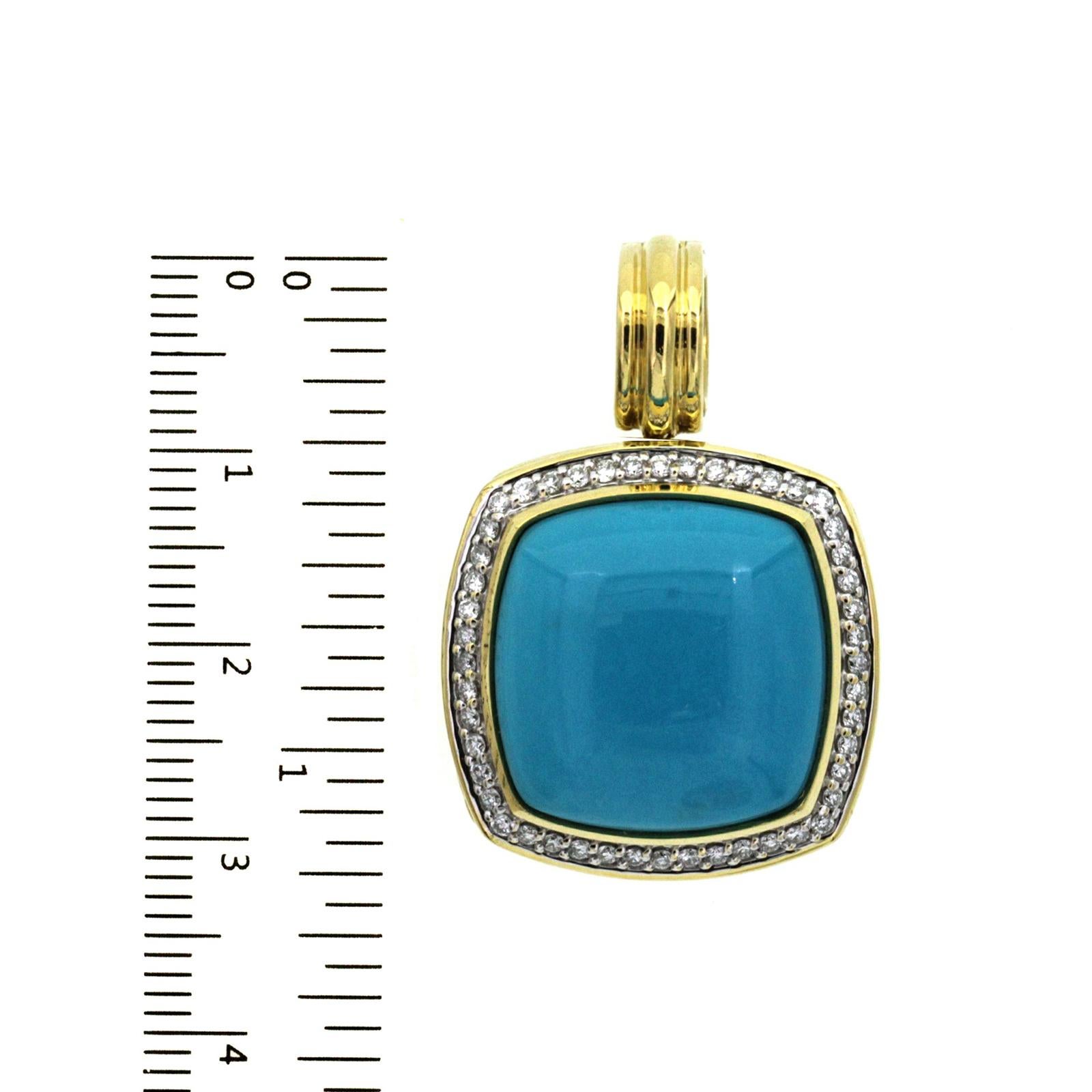 David Yurman 18 Karat Yellow Gold Diamond Turquoise Enhancer Pendant ...