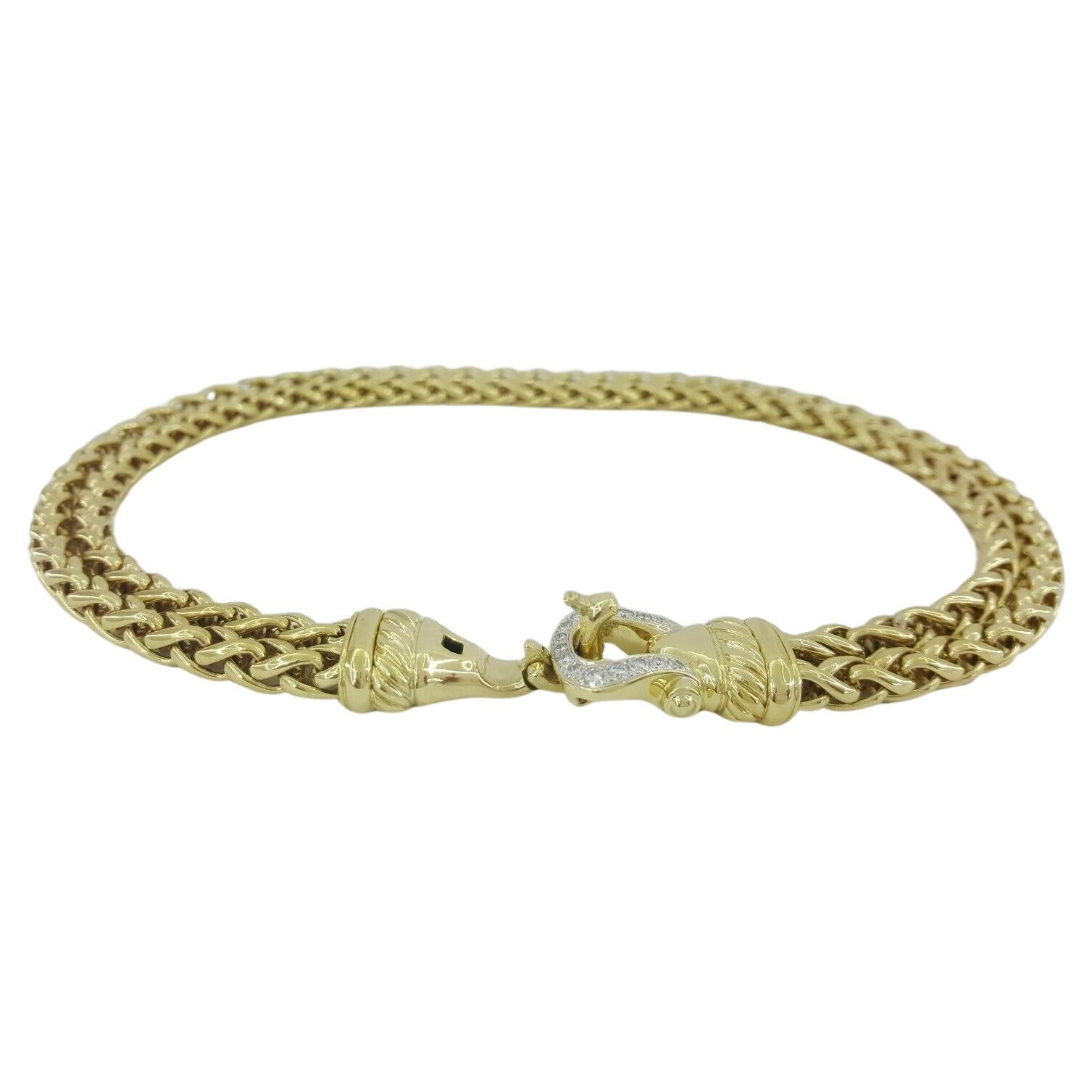 David Yurman 18K Yellow Gold Pave Diamond Buckle Double Strand Necklace ...
