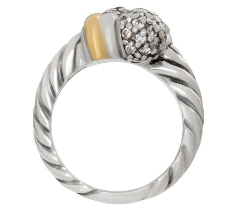 David Yurman 18k Yellow Gold Ring with Diamond Accents For Sale at 1stDibs