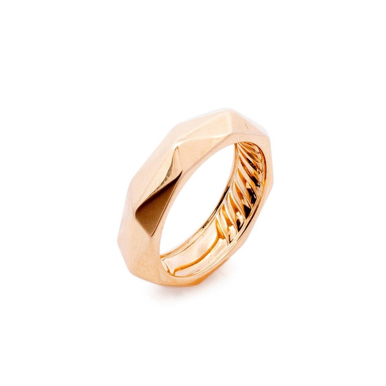 David Yurman 18k Yellow Gold Torqued Faceted Ring For Sale at 1stDibs