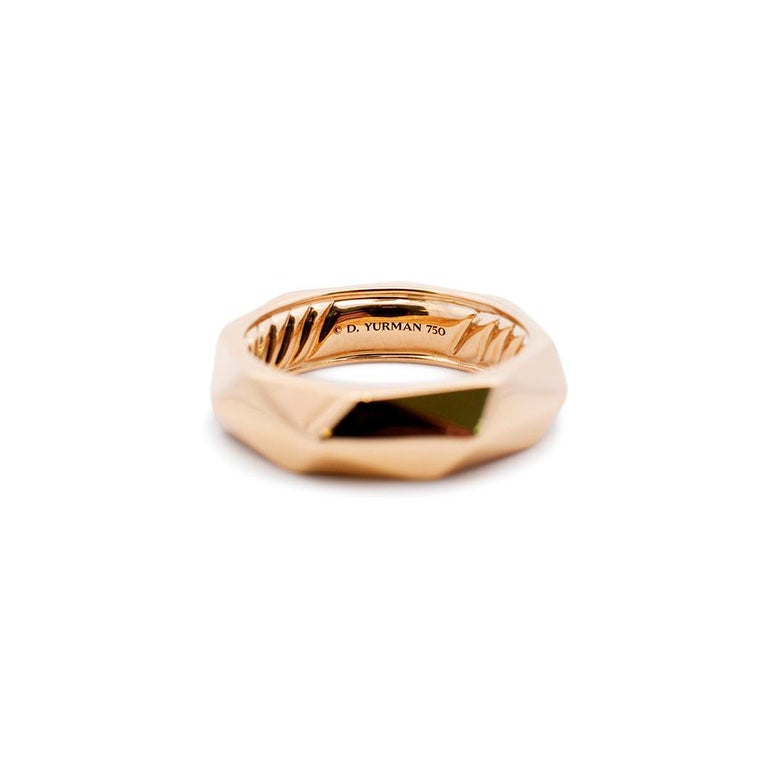 David Yurman 18k Yellow Gold Torqued Faceted Ring For Sale at 1stDibs