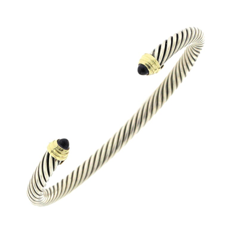 David Yurman 925 Silver 14 Karat Yellow Gold Cable Amethyst Cuff Bangle ...