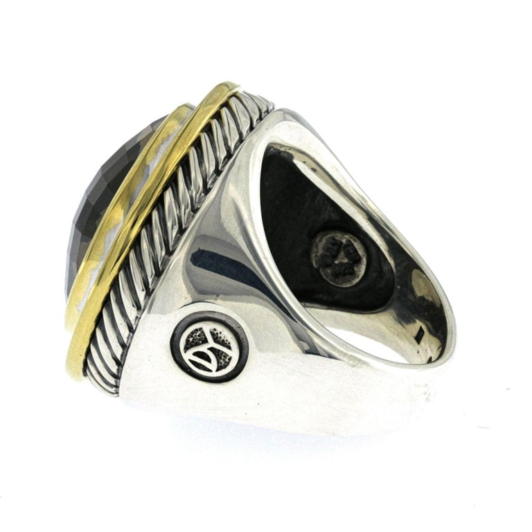 David Yurman 925 Silver and 18 Karat Gold Diamond Smoky Topaz Albion ...