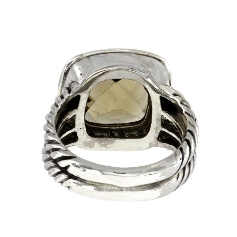 David Yurman 925 Silver Cable Diamond Smoky Topaz Albion Ring For Sale ...