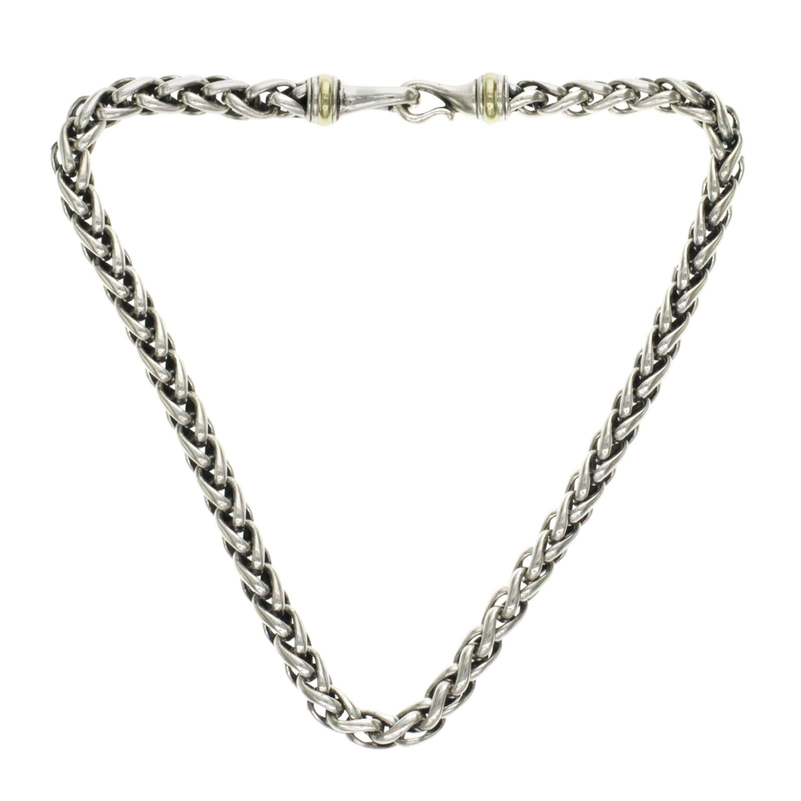 David Yurman 925 Sterling 14 Karat Gold Wheat Chain Necklace at 1stDibs
