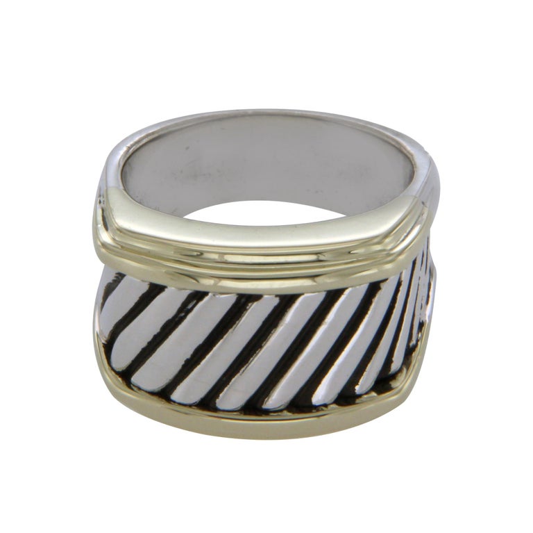 David Yurman 925 Sterling Silver and 14 Karat Yellow Gold Cigar Band ...