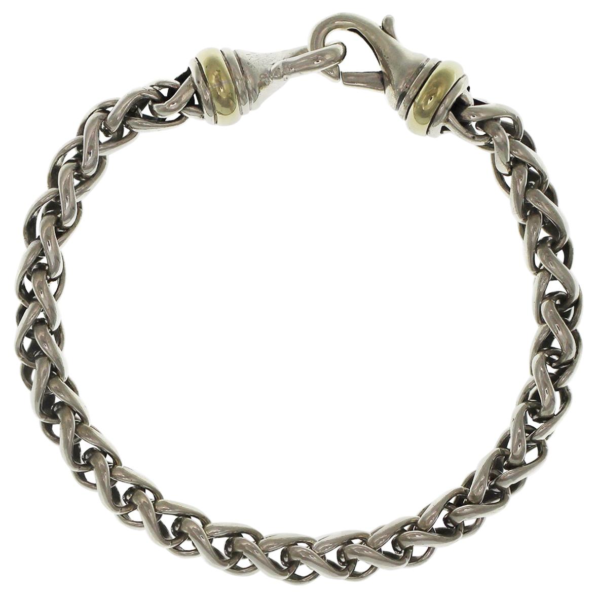 David Yurman 925 Sterling Silver and 14 Karat Gold Wheat Chain Bracelet ...