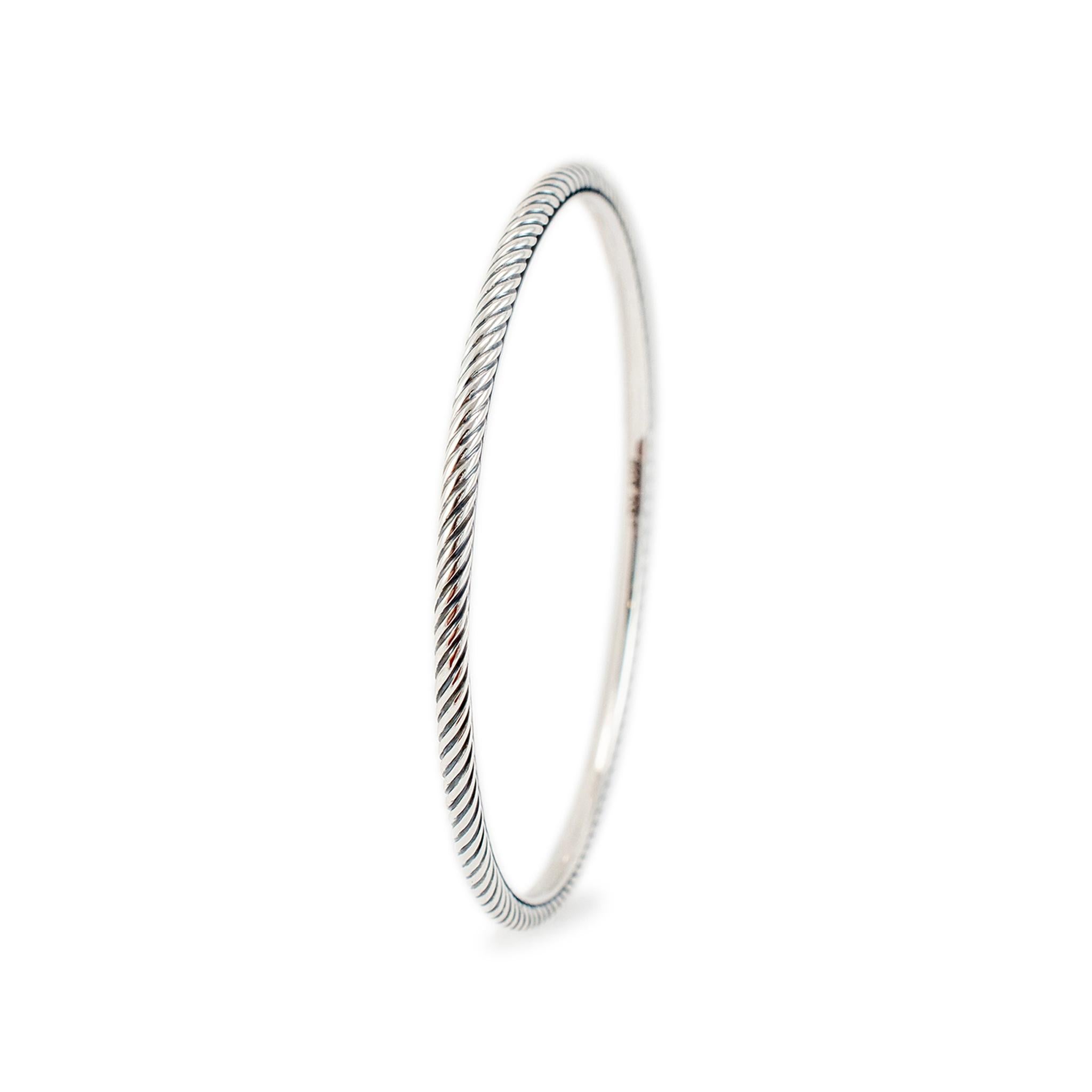 David Yurman 925 Sterling Silver Pave Black Diamond Cable Bangle ...