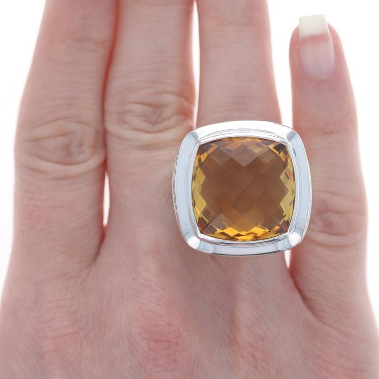 David Yurman Albion 20mm Citrine Ring Sterling 925 Cocktail Solitaire ...