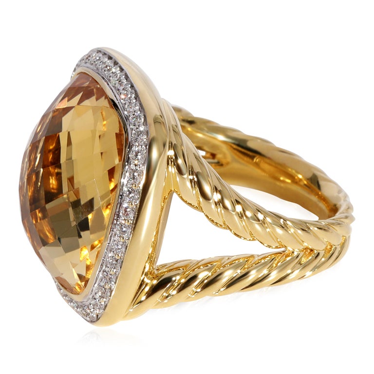 David Yurman Albion Citrine Diamond Ring in 18k Yellow Gold 0.31 CTW ...