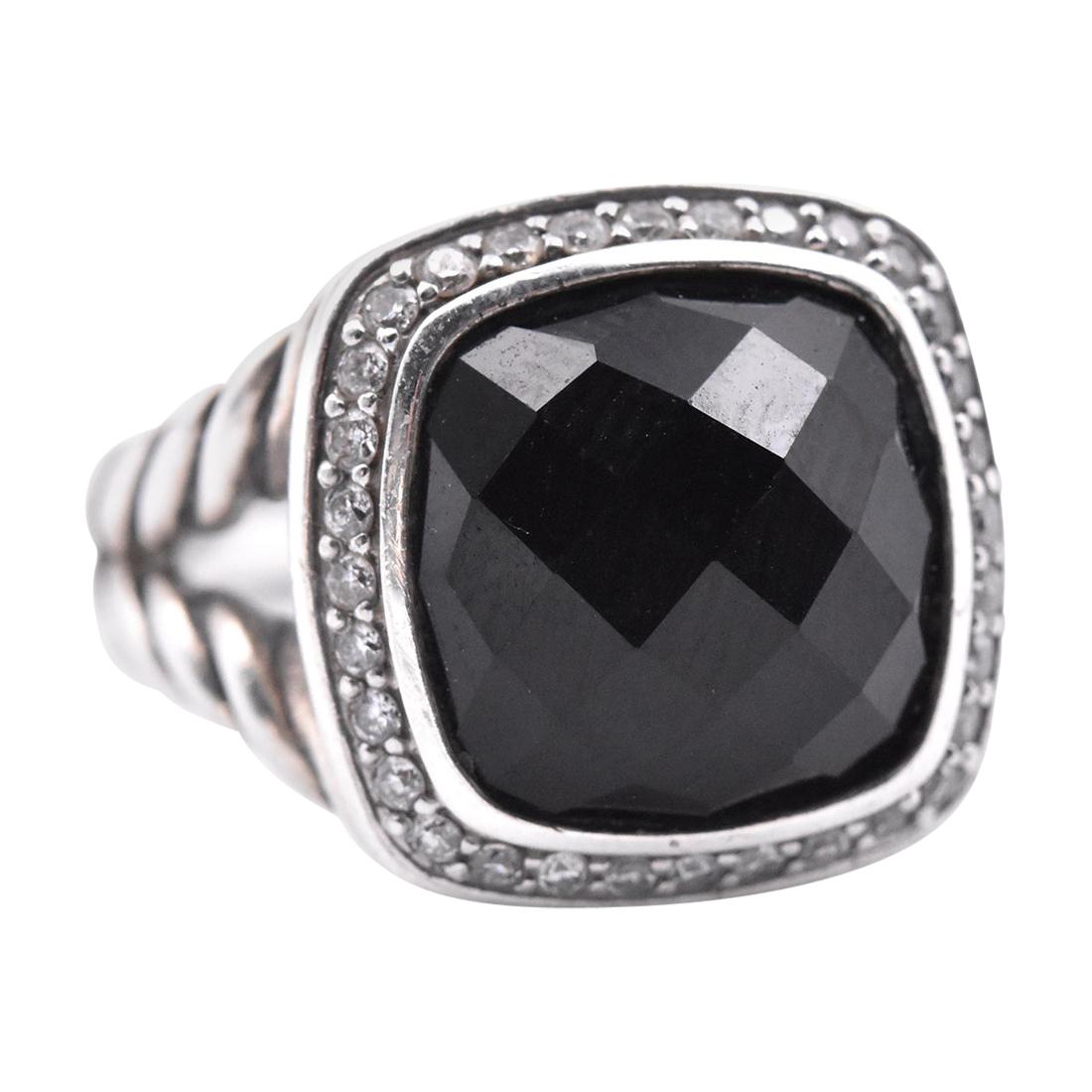 David Yurman Albion Collection Onyx and Diamond Ring at 1stDibs