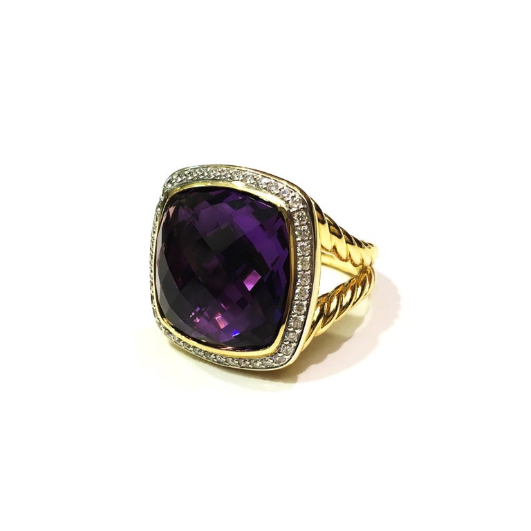 David Yurman Albion Ring with Amethyst and Diamonds in 18k Gold For ...