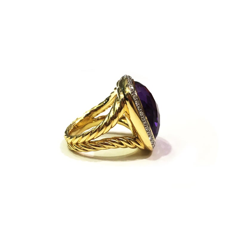 David Yurman Albion Ring with Amethyst and Diamonds in 18k Gold For ...