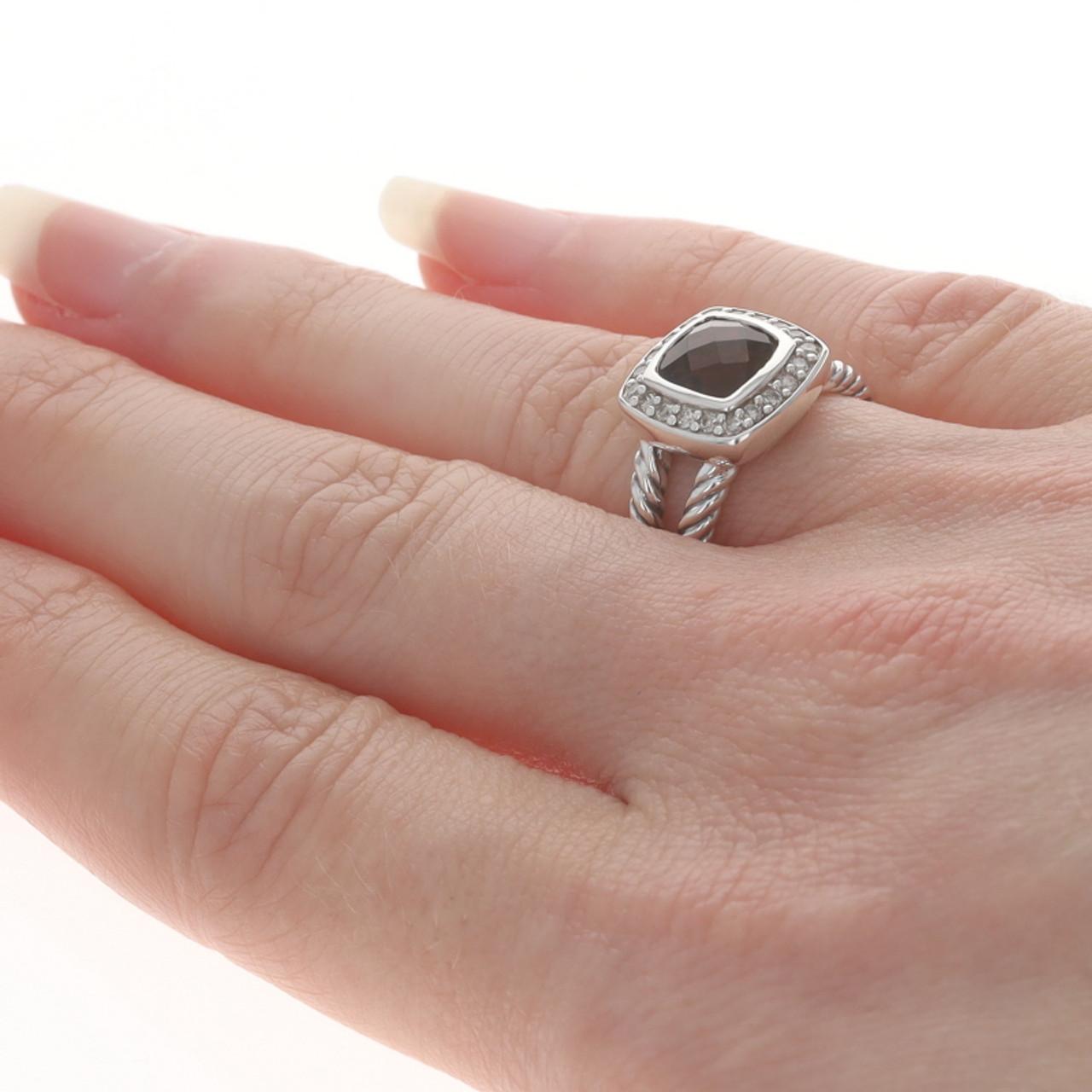David Yurman Albion Smoky Quartz and Diamond Halo Ring Sterling 925 ...