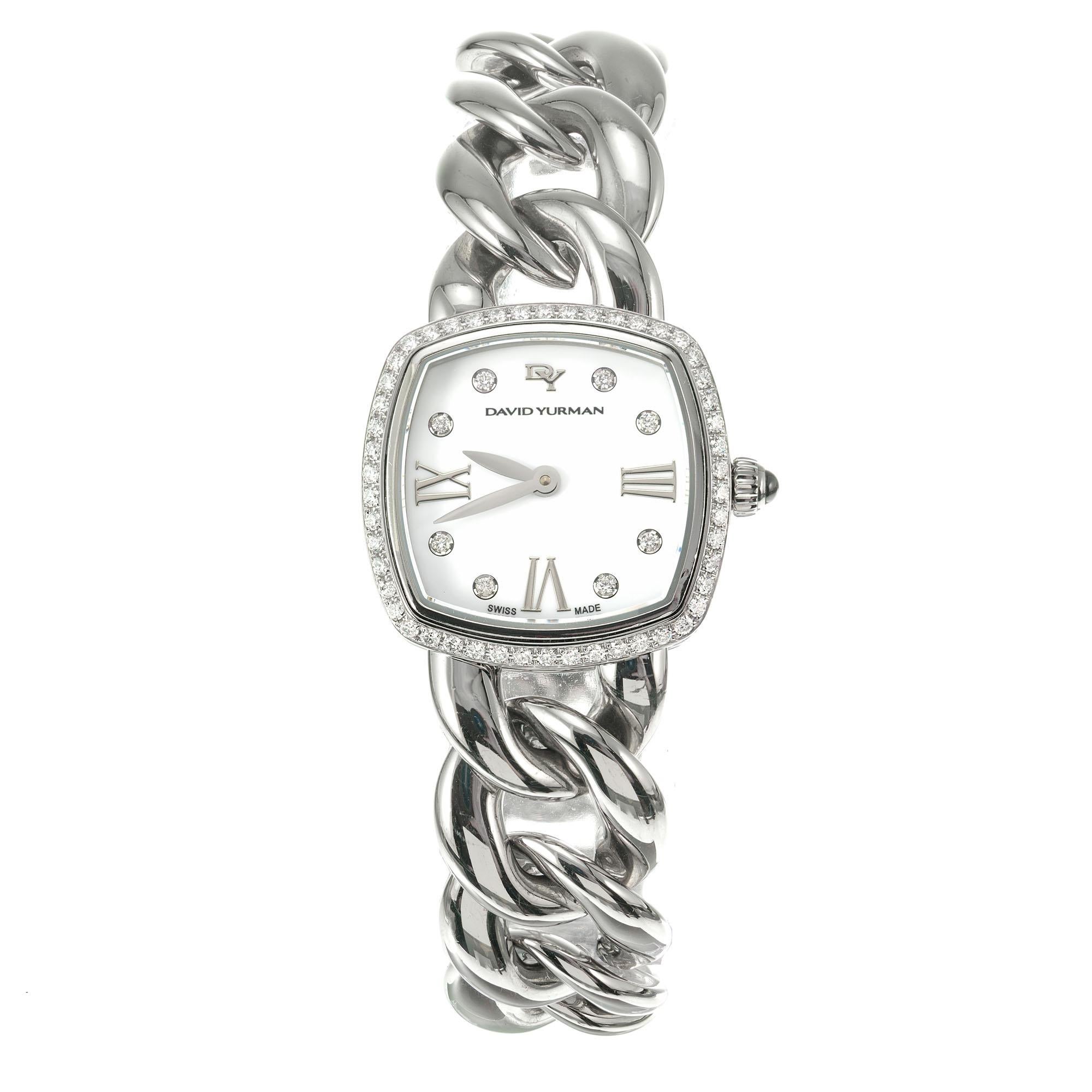 David Yurman Albion Stainless Steel White Dial Diamond Ladies ...