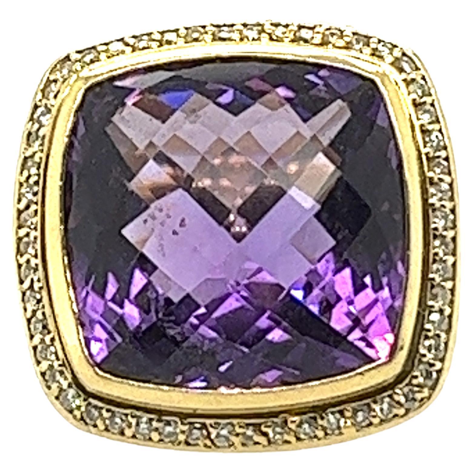 David Yurman Amethyst, Diamond and Gold Ring For Sale at 1stDibs