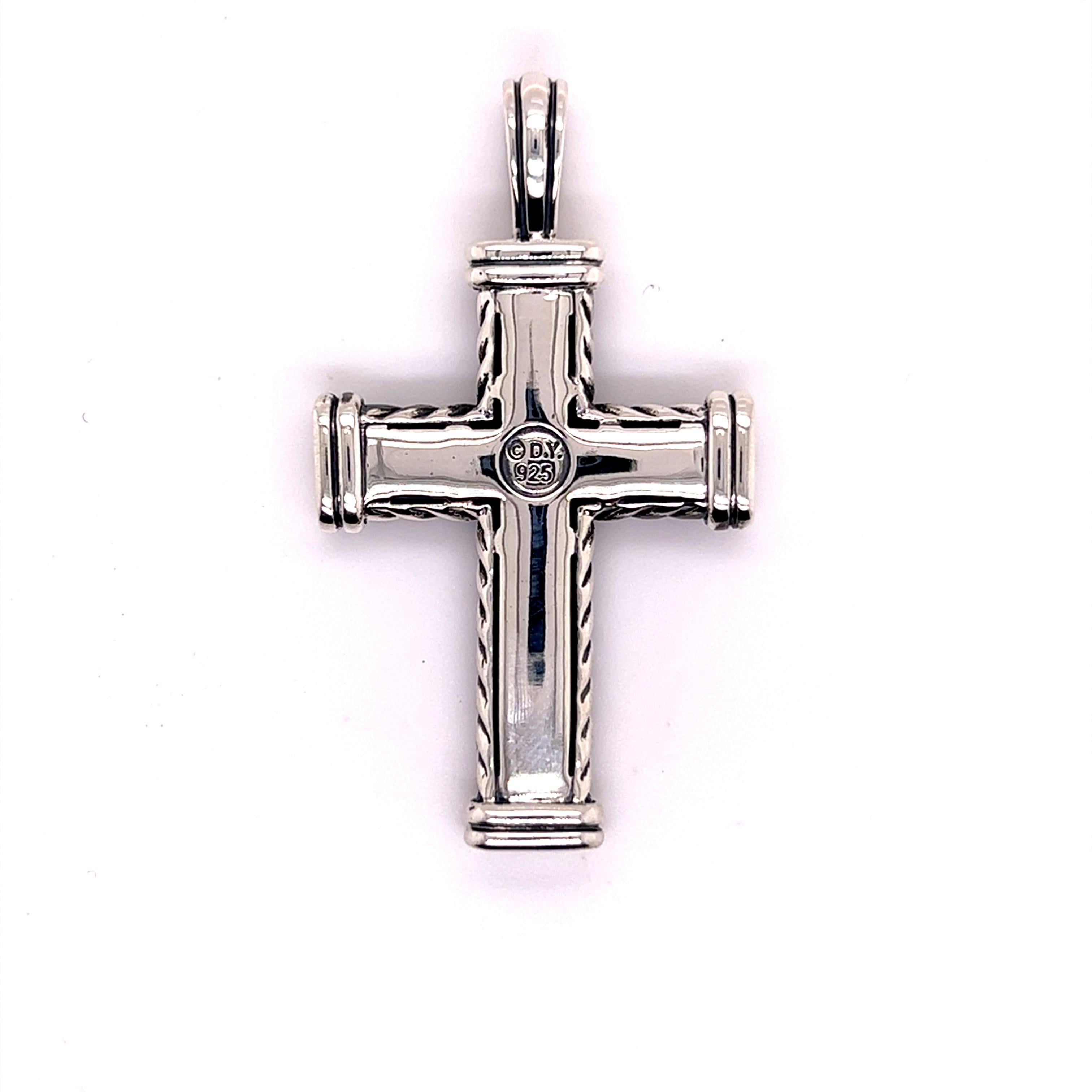 David Yurman Authentic Estate Black Diamond Chevron Silver Cross ...