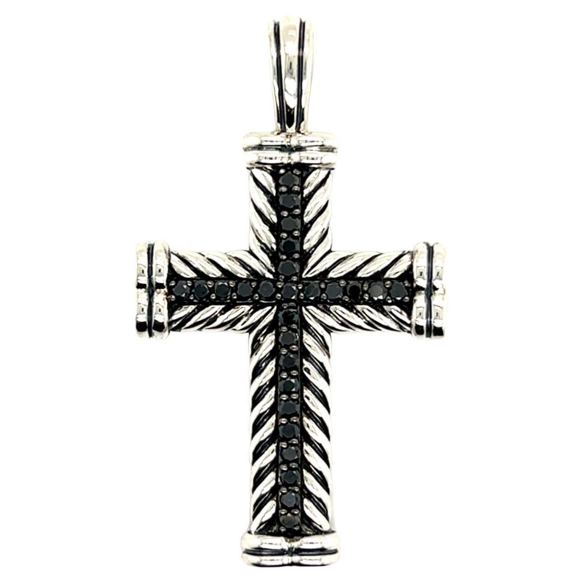 David Yurman Authentic Estate Chevron Silver Cross Pendant For Sale at ...