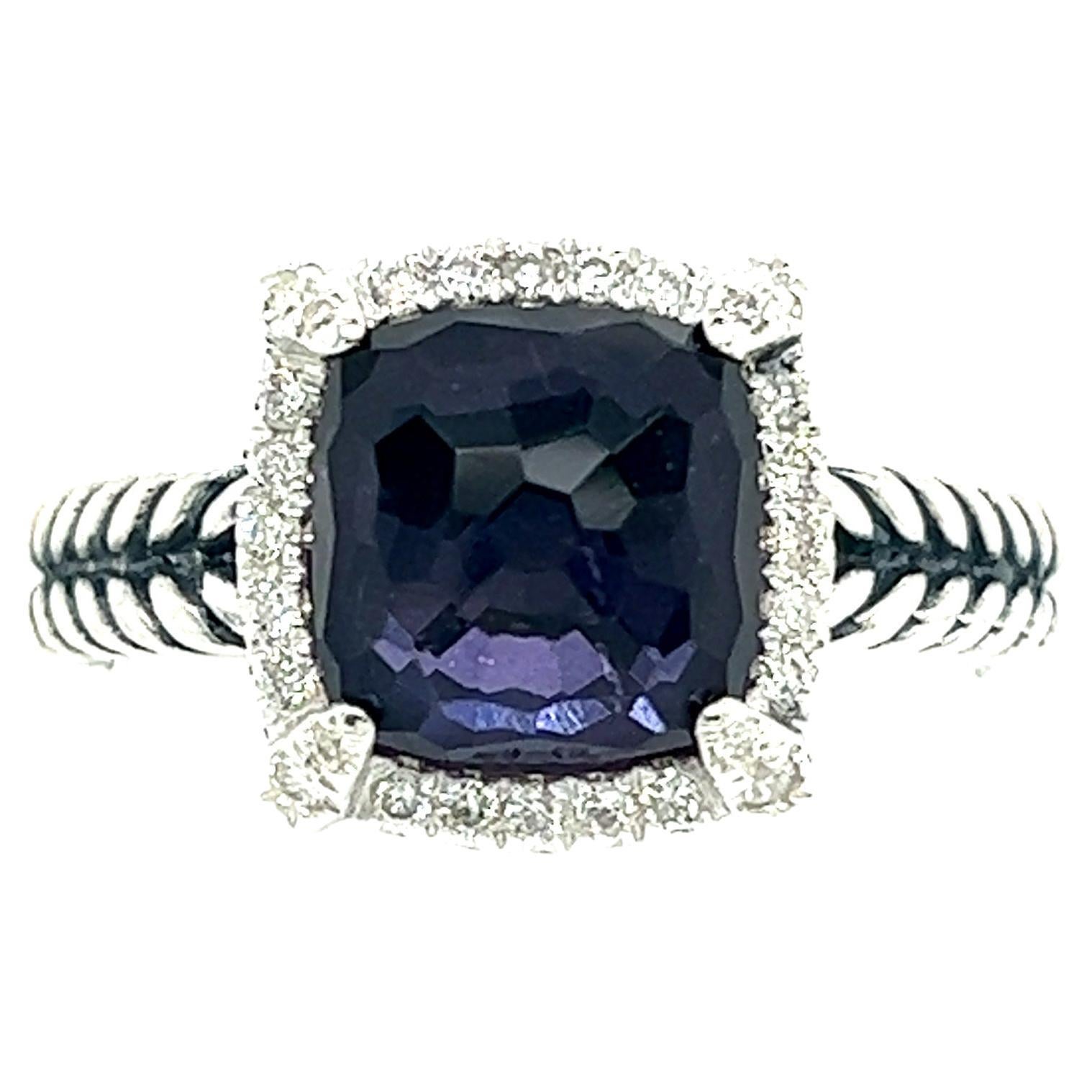 David Yurman Petite Pave Black Diamond Stack Ring at 1stDibs