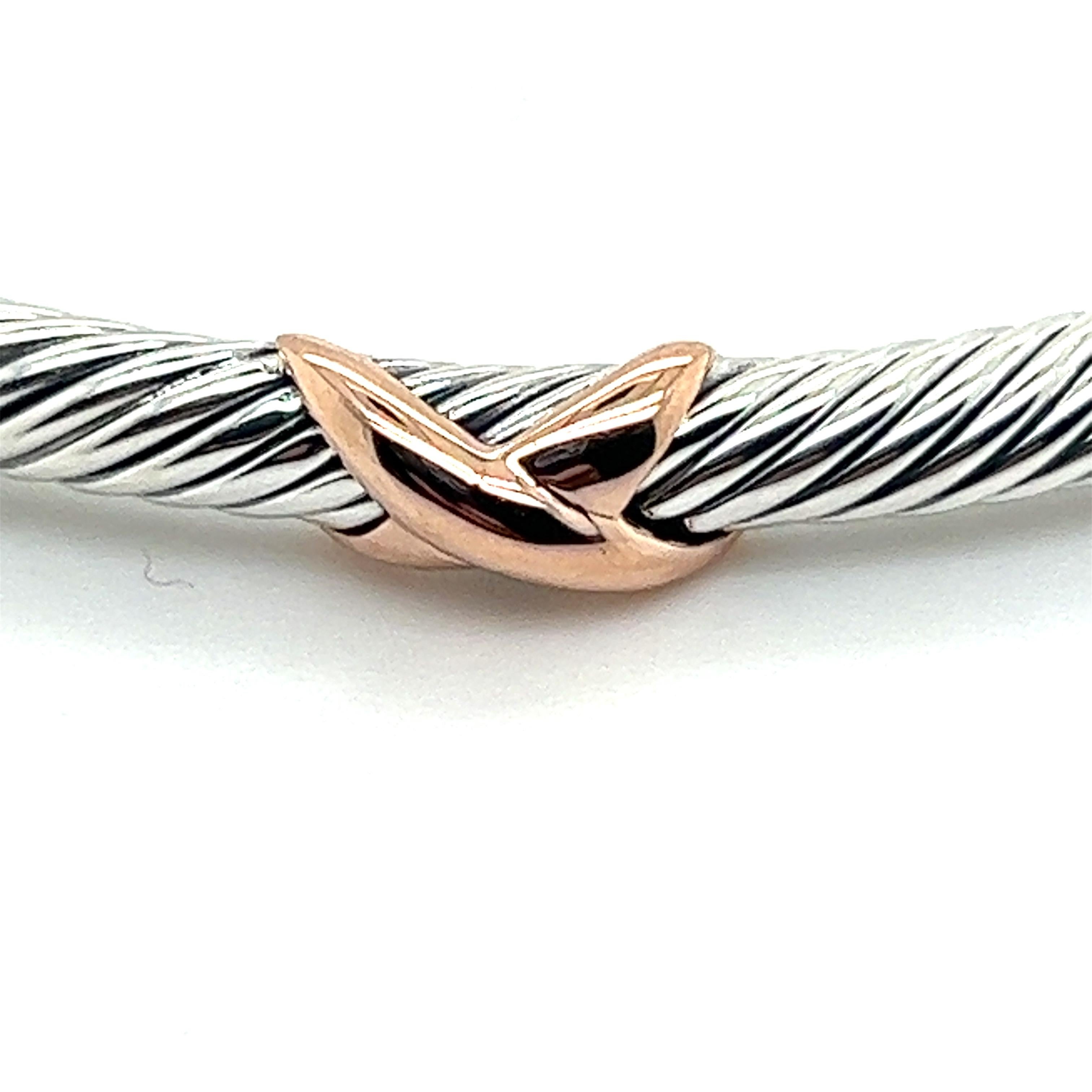 David Yurman Authentic Estate Cable Cuff Bangle 18k Gold Silve DY255 ...