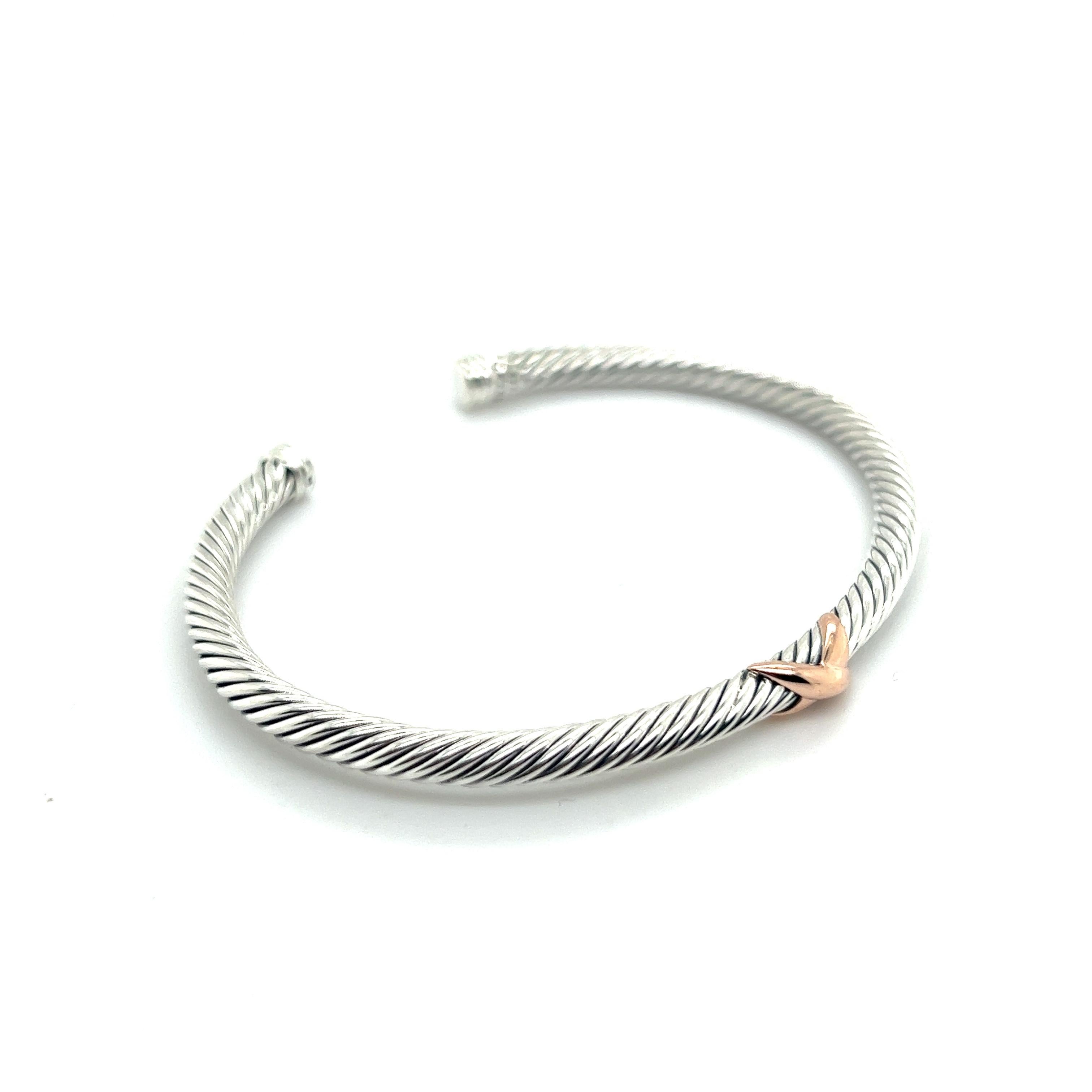 David Yurman Authentic Estate Cable Cuff Bangle 18k Gold Silve DY255 ...