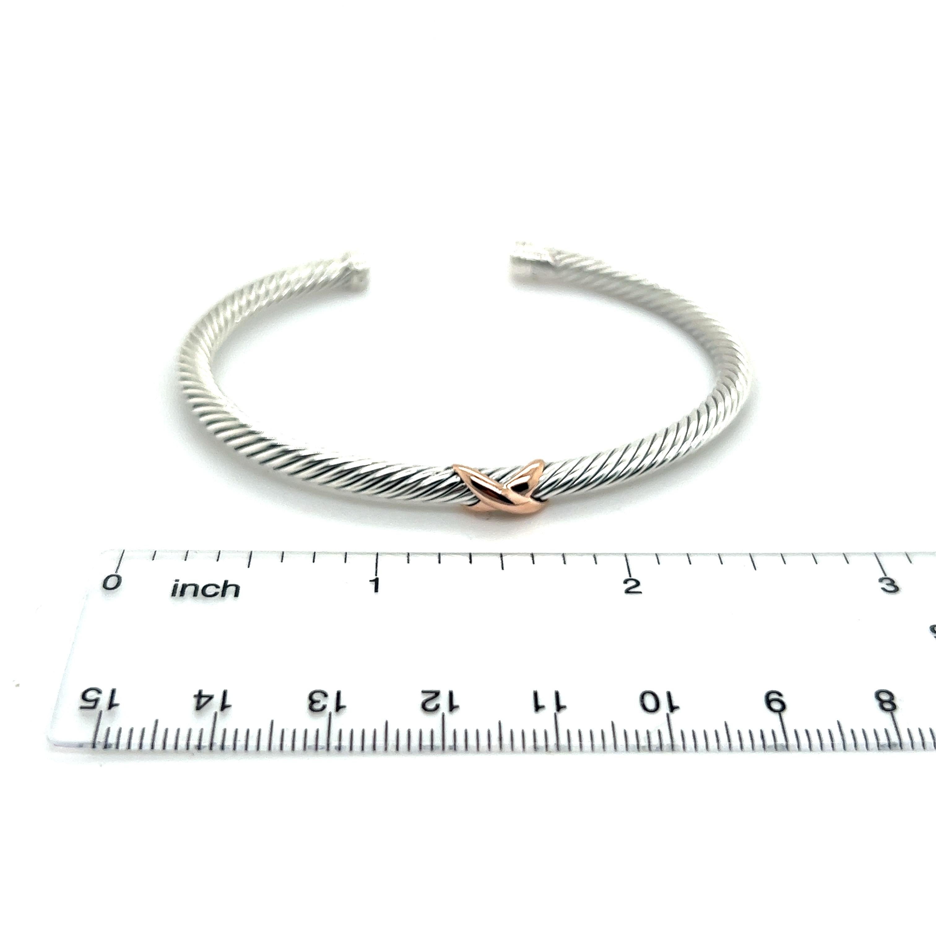 David Yurman Authentic Estate Cable Cuff Bangle 18k Gold Silver DY256 ...