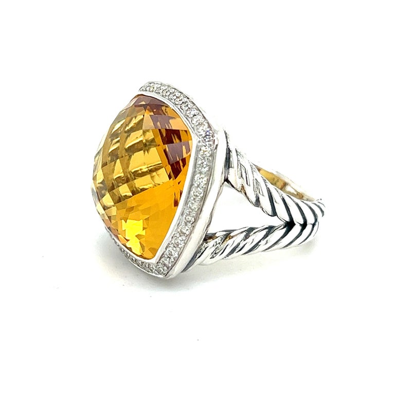 David Yurman Authentic Estate Citrine Albion Ring Silver For Sale at ...