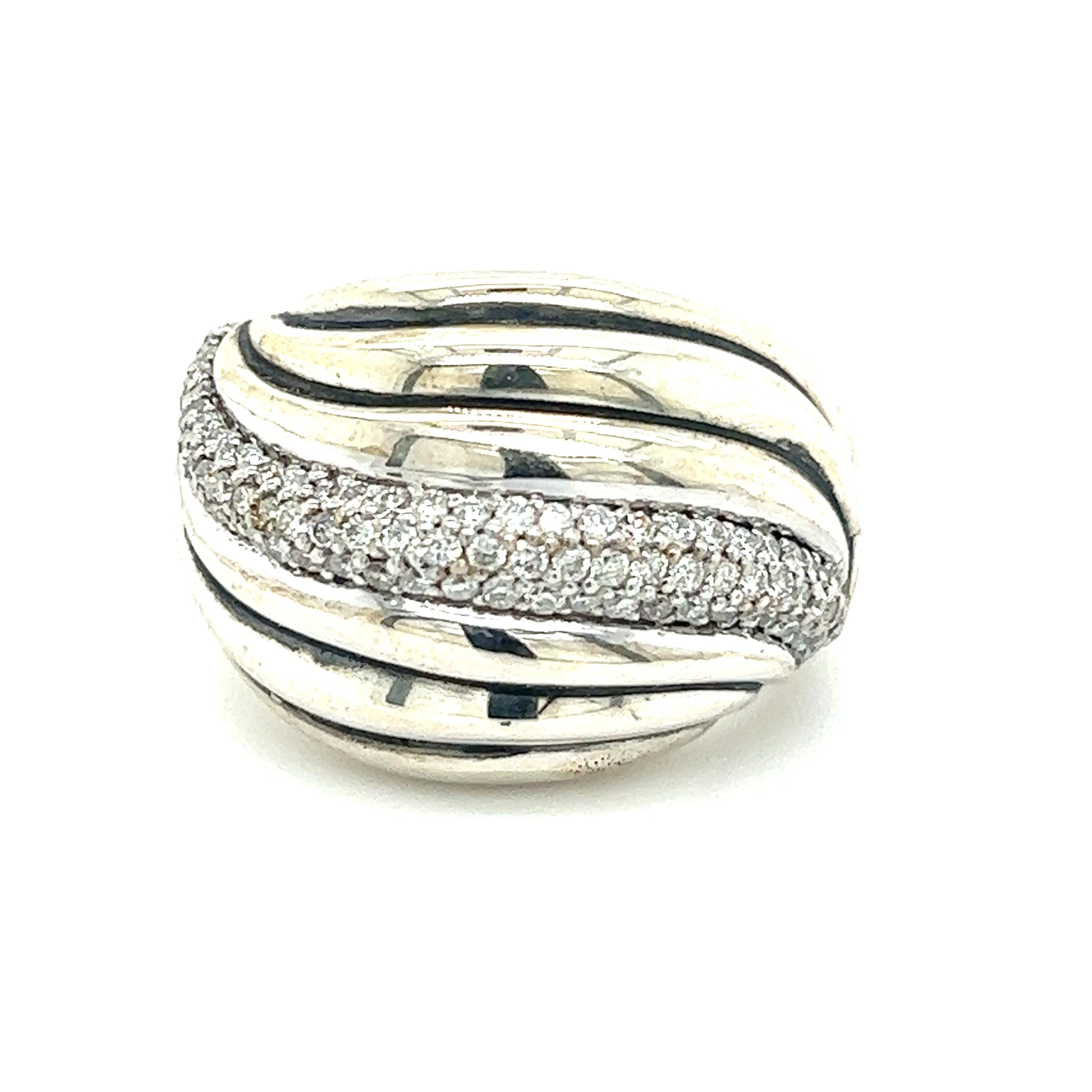 David Yurman Authentic Estate Diamond Sculpted Cable Ring 7.75 Silver ...