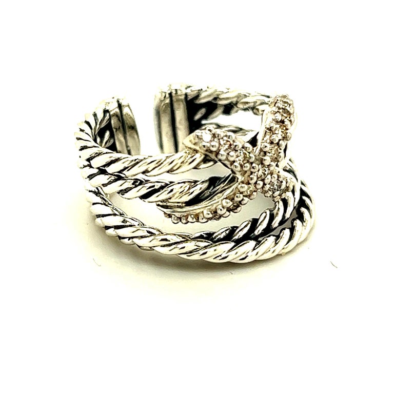 David Yurman Authentic Estate Expandable x Crossover Diamond Ring 6 ...