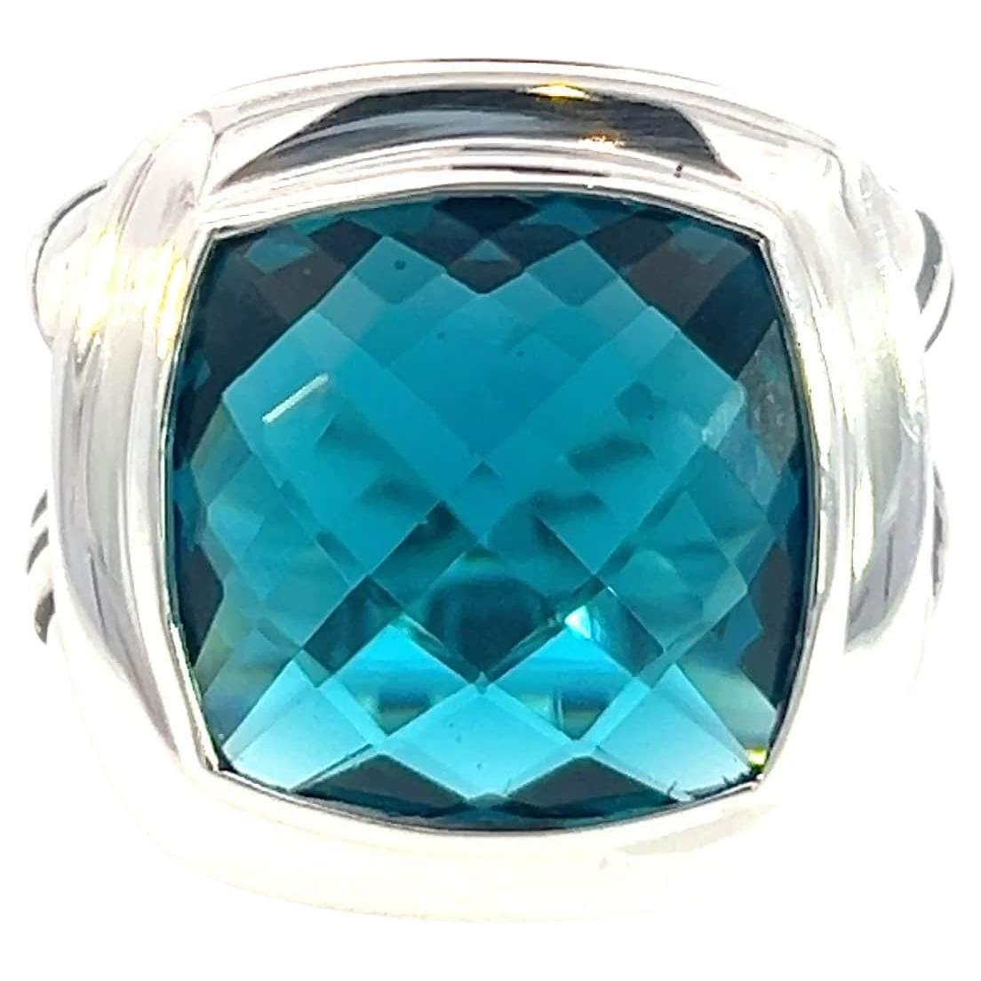 David Yurman Authentic Estate Hampton Blue Topaz Albion Ring 8 Silver ...