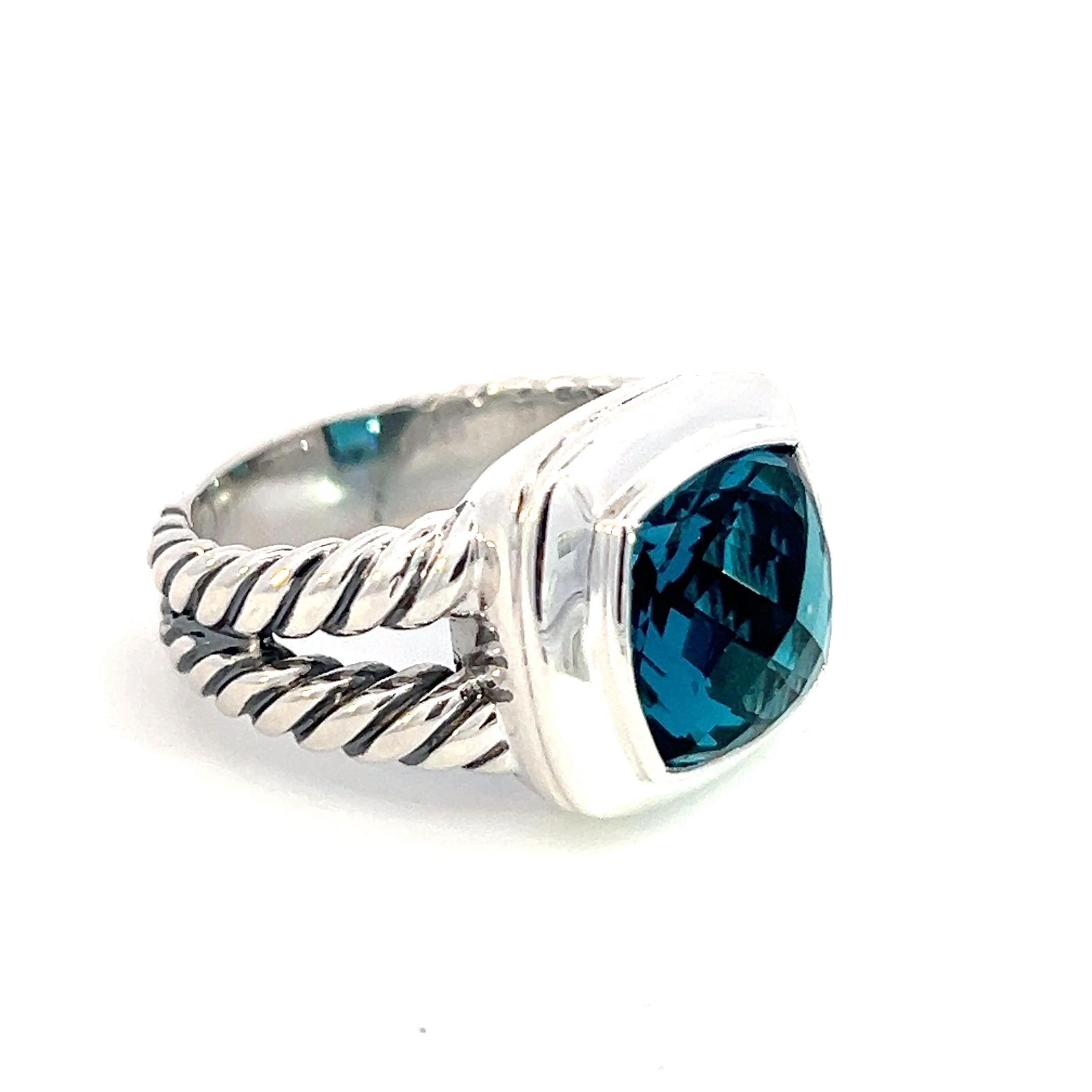 David Yurman Authentic Estate Hampton Blue Topaz Albion Ring 7 Silver ...