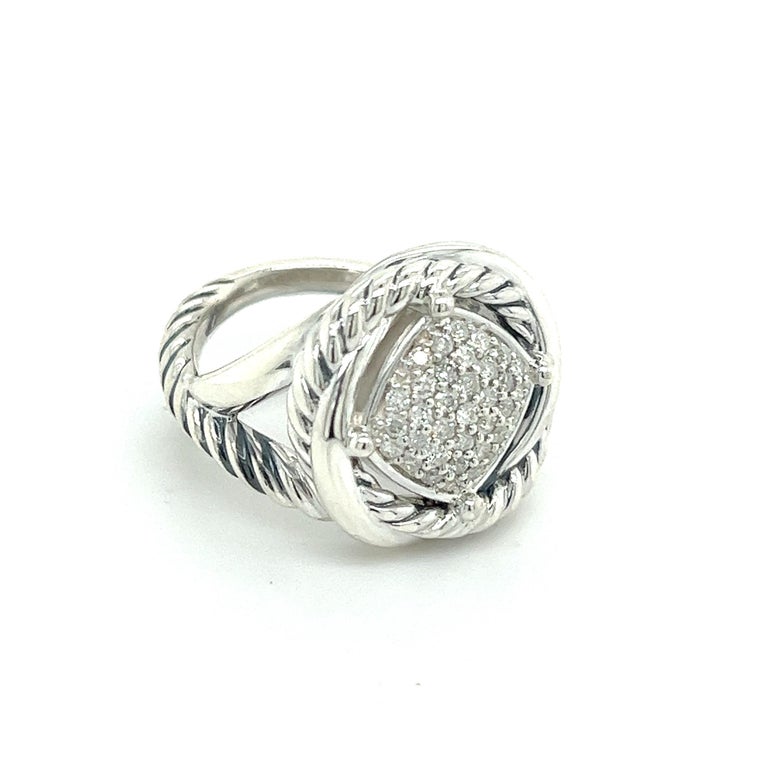 David Yurman Authentic Estate Infinity Pave Diamond Ring 7 Silver 0 ...