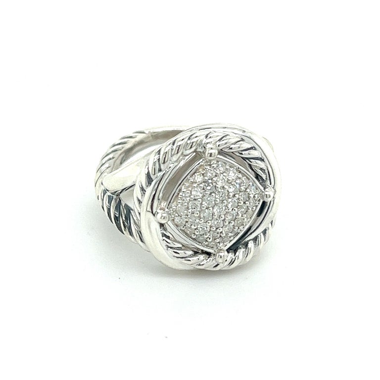 David Yurman Authentic Estate Infinity Pave Diamond Ring 7 Silver 0 ...