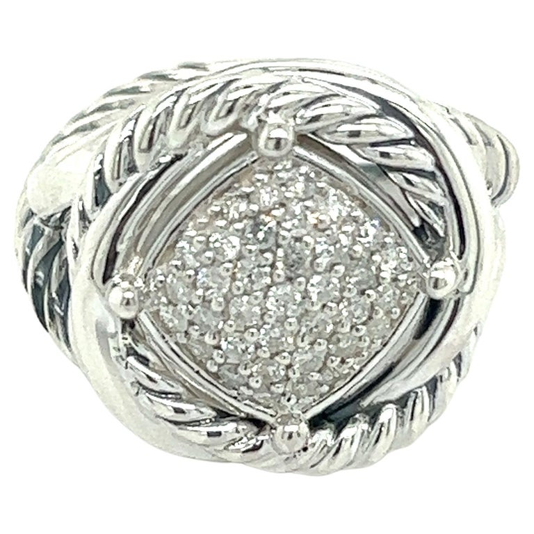 David Yurman Authentic Estate Infinity Pave Diamond Ring 7 Silver 0 ...