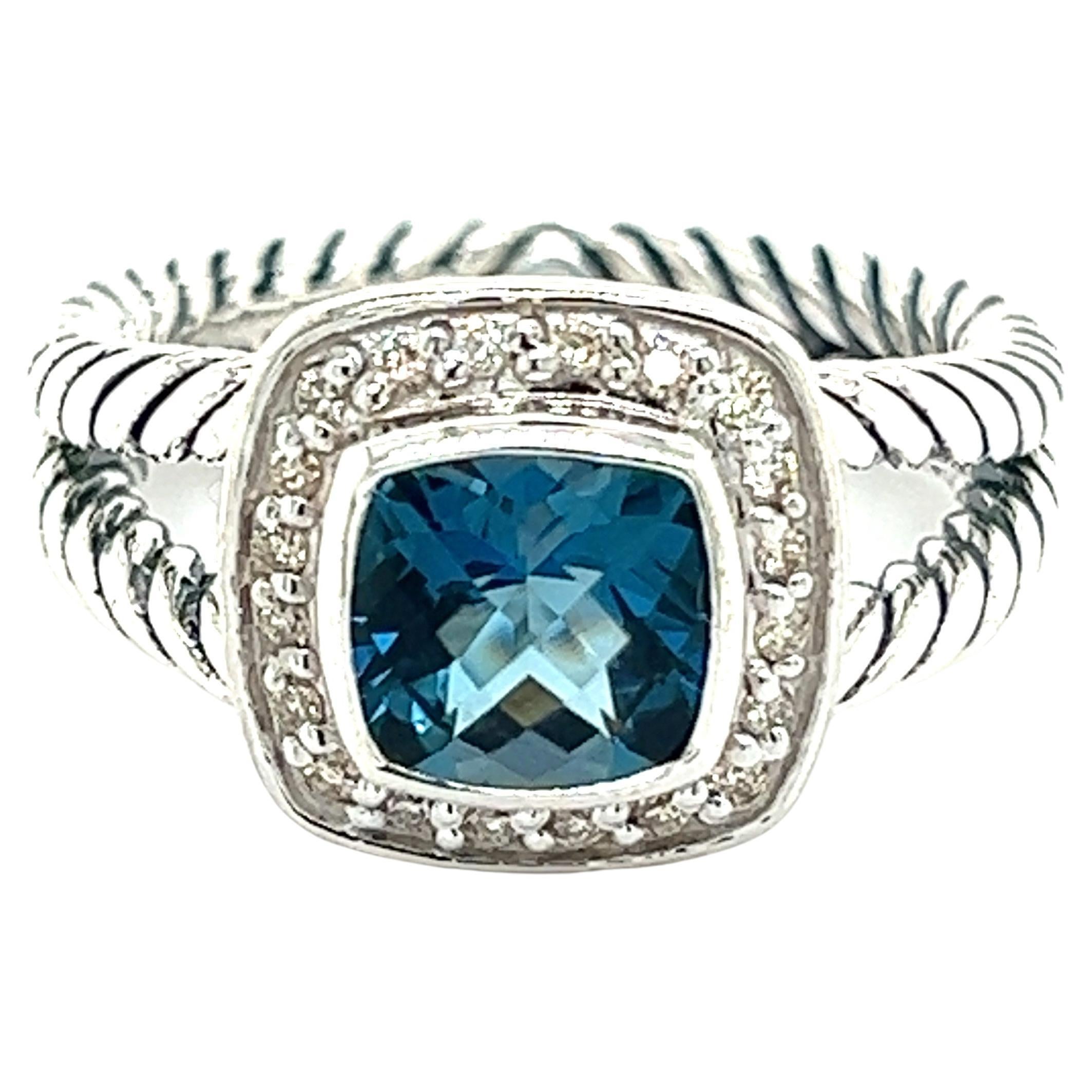 David Yurman Authentic Estate London Blue Topaz Petite Albion Ring 6.5 ...