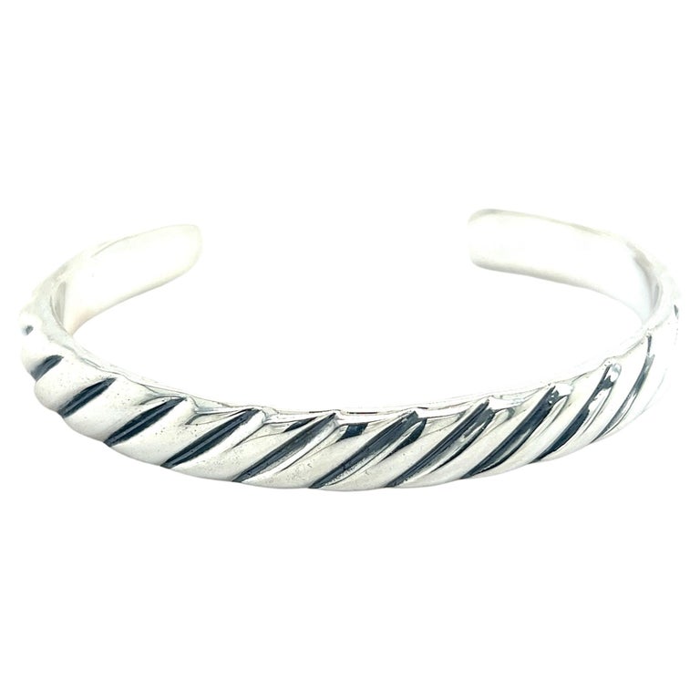 David Yurman Authentic Estate Mens Cable Cuff Bracelet Medium Silver ...
