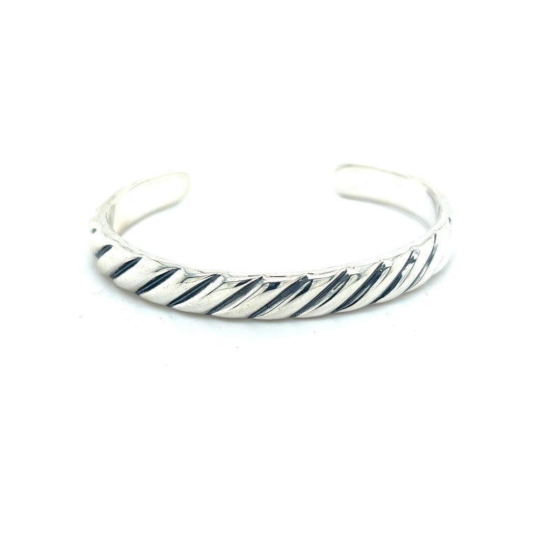 David Yurman Authentic Estate Mens Cable Cuff Bracelet Medium Silver ...