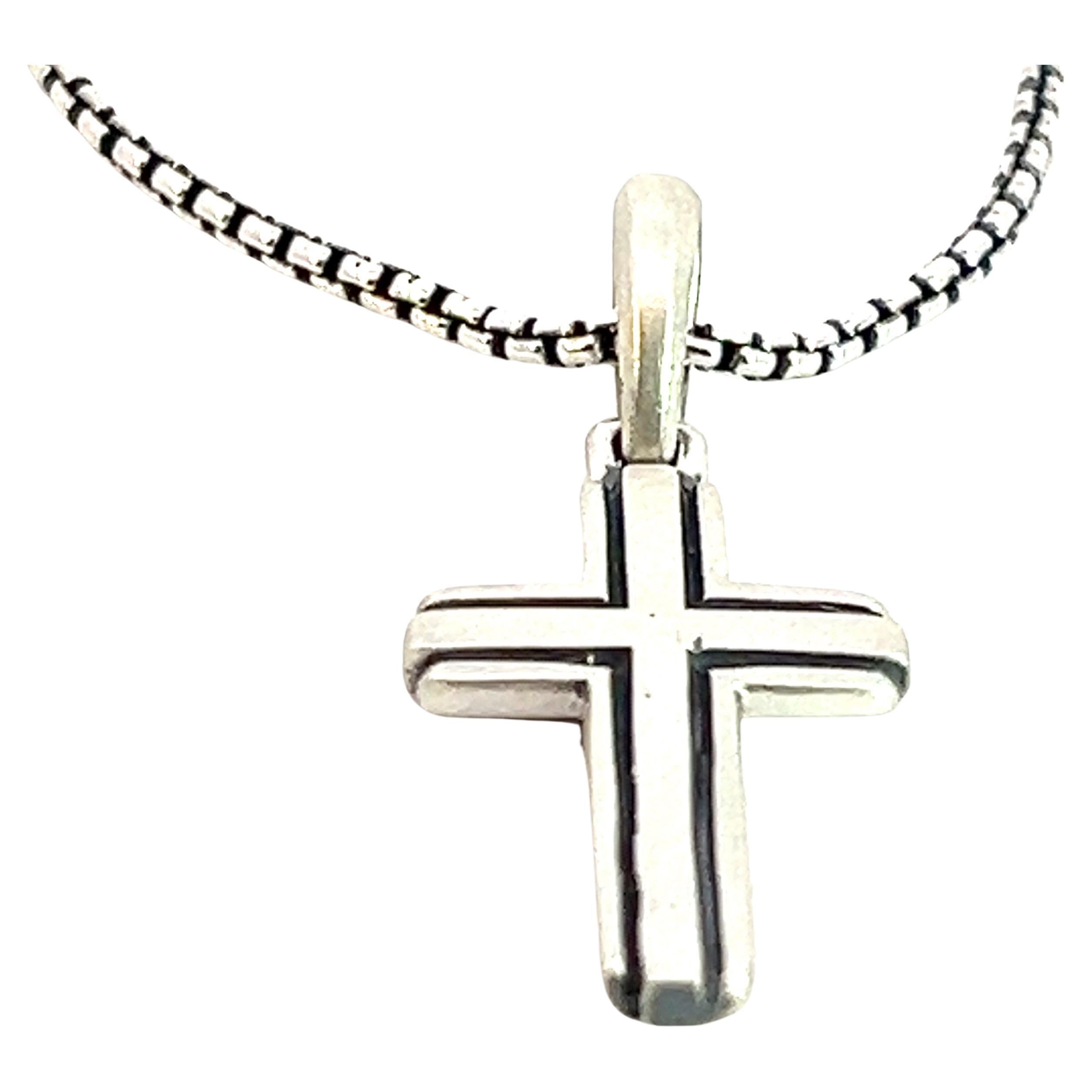 David Yurman Authentic Estate Small Cross Necklace 18" Silver 2.8 mm ...
