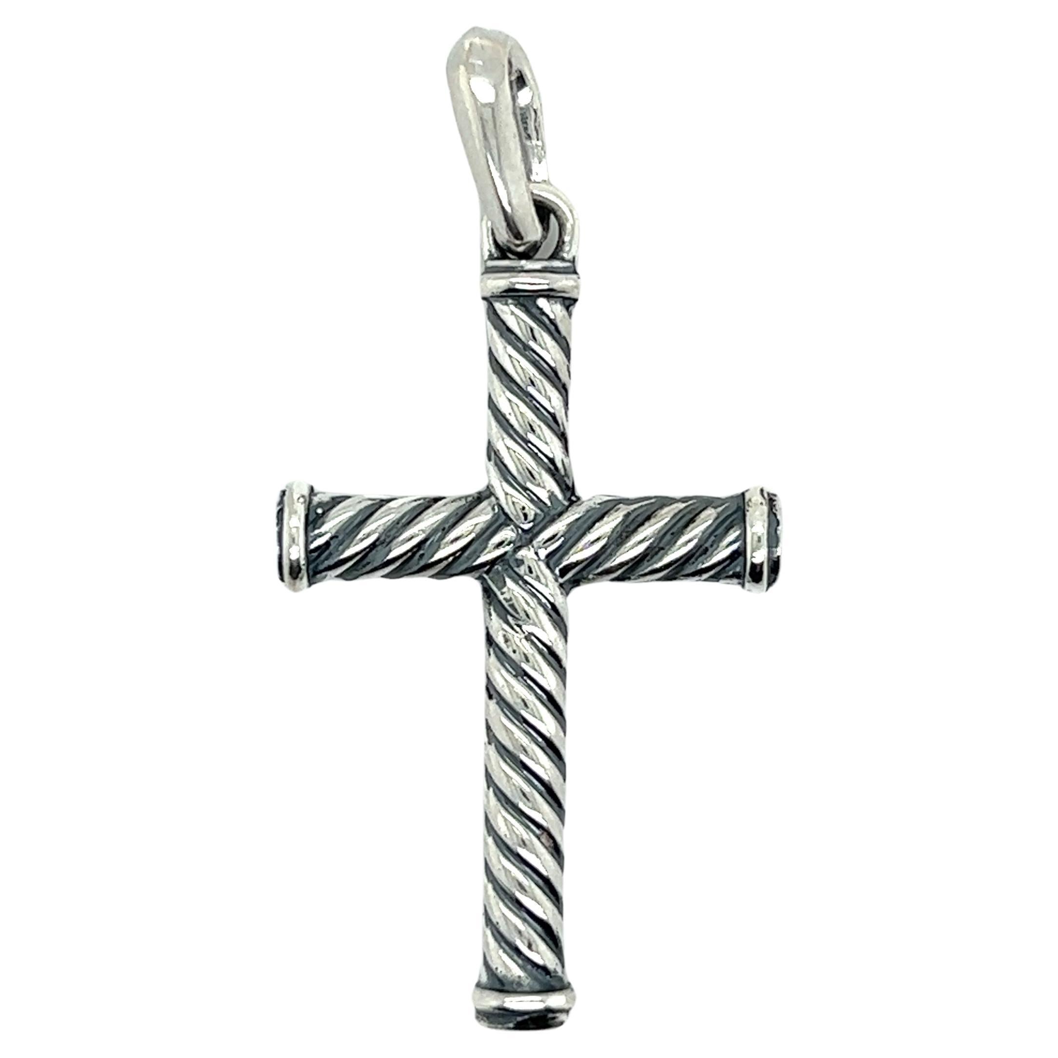 David Yurman Authentic Estate Unisex Cable Cross Silver For Sale at 1stDibs