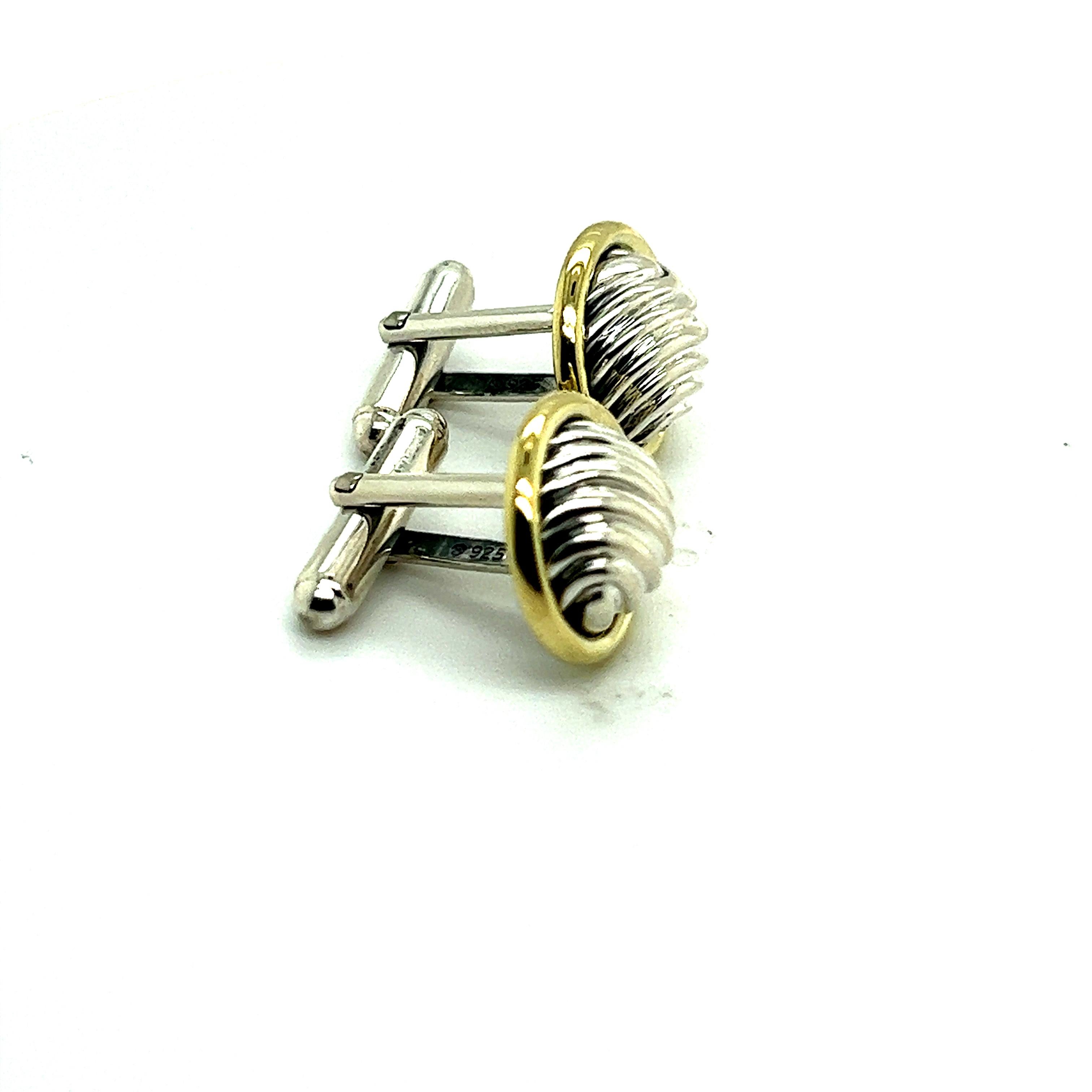 David Yurman Authentic Estate Wave Cufflinks 14k Gold Silver For Sale ...