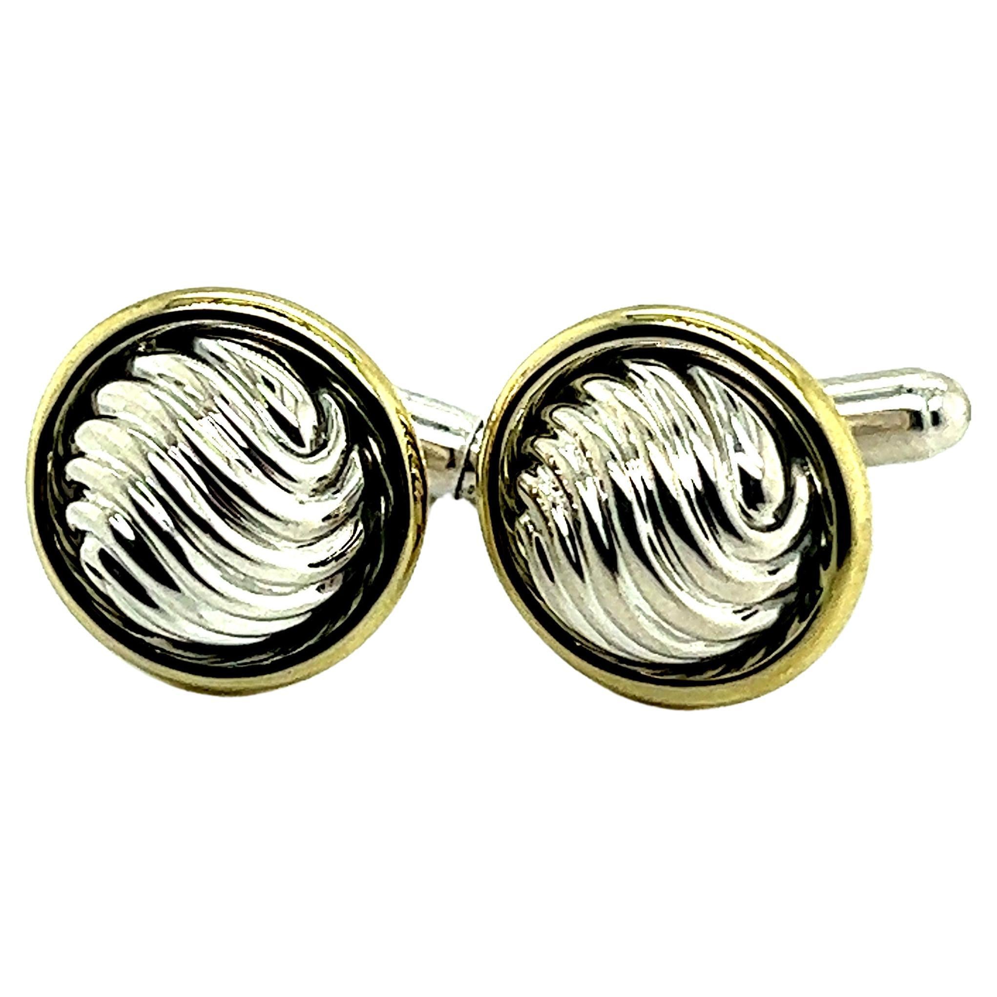 David Yurman Authentic Estate Wave Cufflinks 14k Gold Silver For Sale ...
