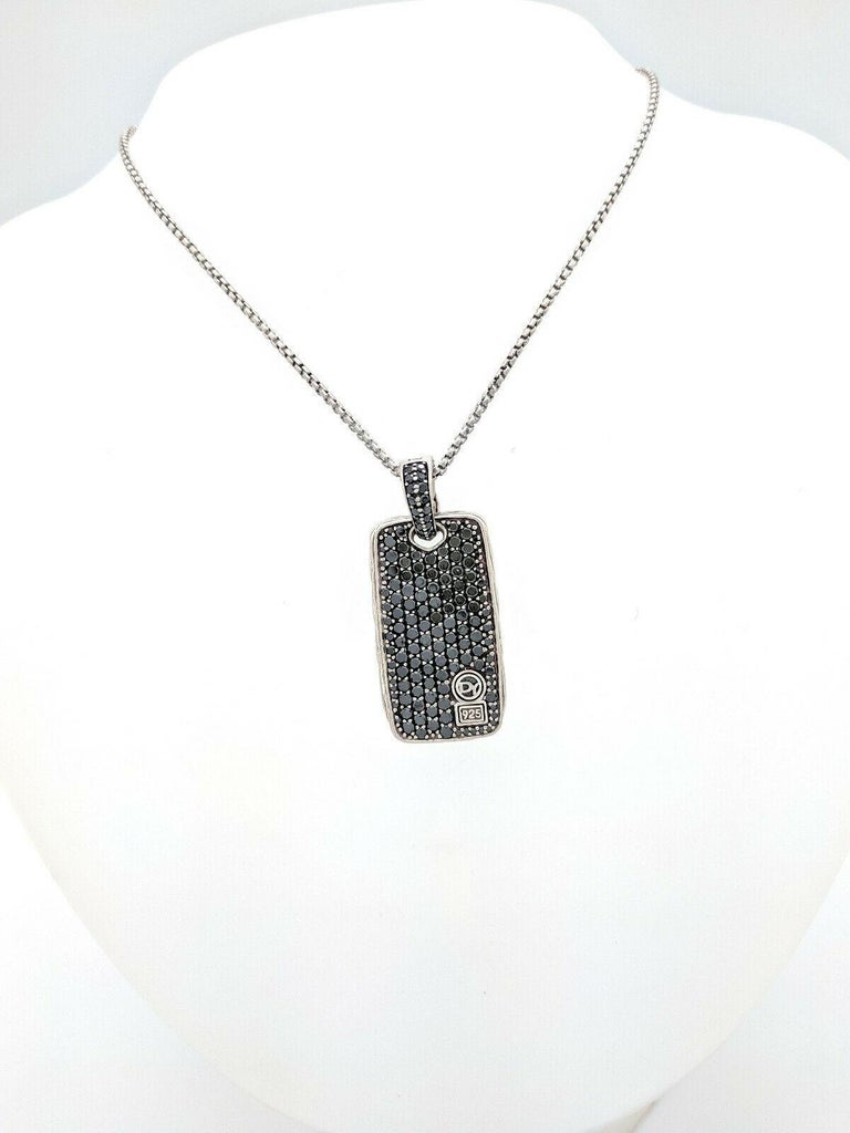 David Yurman Black Diamond Chevron Large Dog Tag Sterling Silver For ...