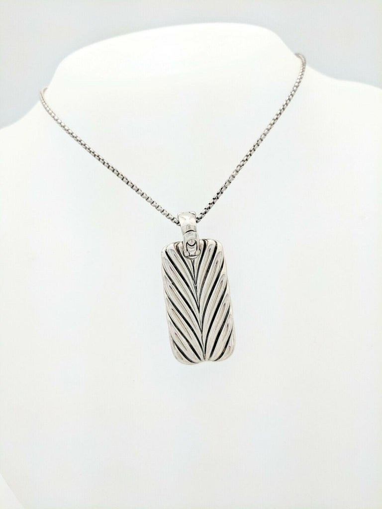 David Yurman Black Diamond Chevron Large Dog Tag Sterling Silver For ...