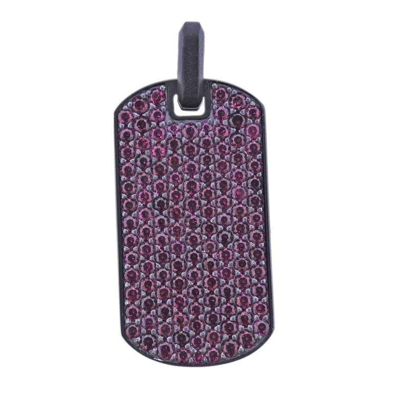 David Yurman Black Titanium Ruby Tag Pendant For Sale at 1stDibs