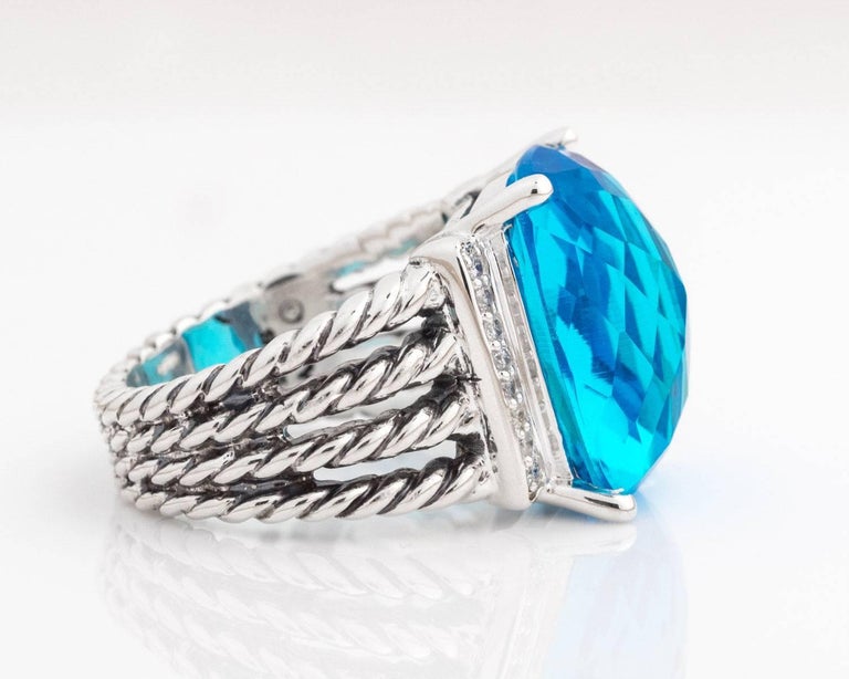 David Yurman Blue Topaz and Diamonds Sterling Silver Wheaton Ring at ...