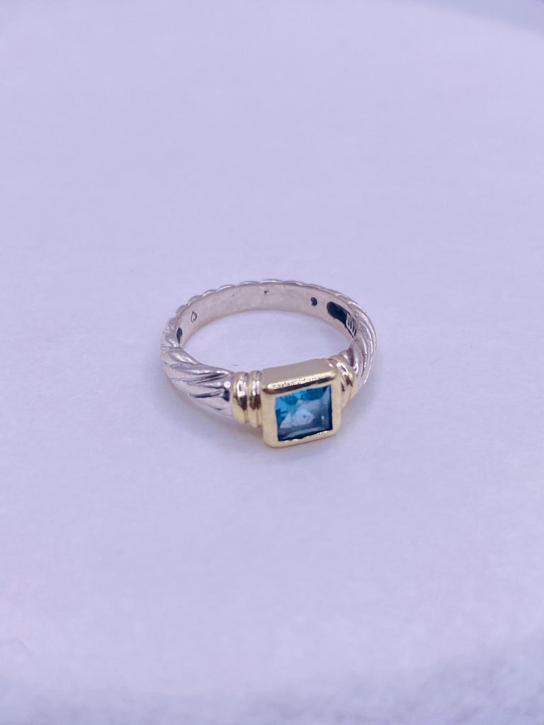 David Yurman Blue Topaz Cable Collection Ring at 1stDibs