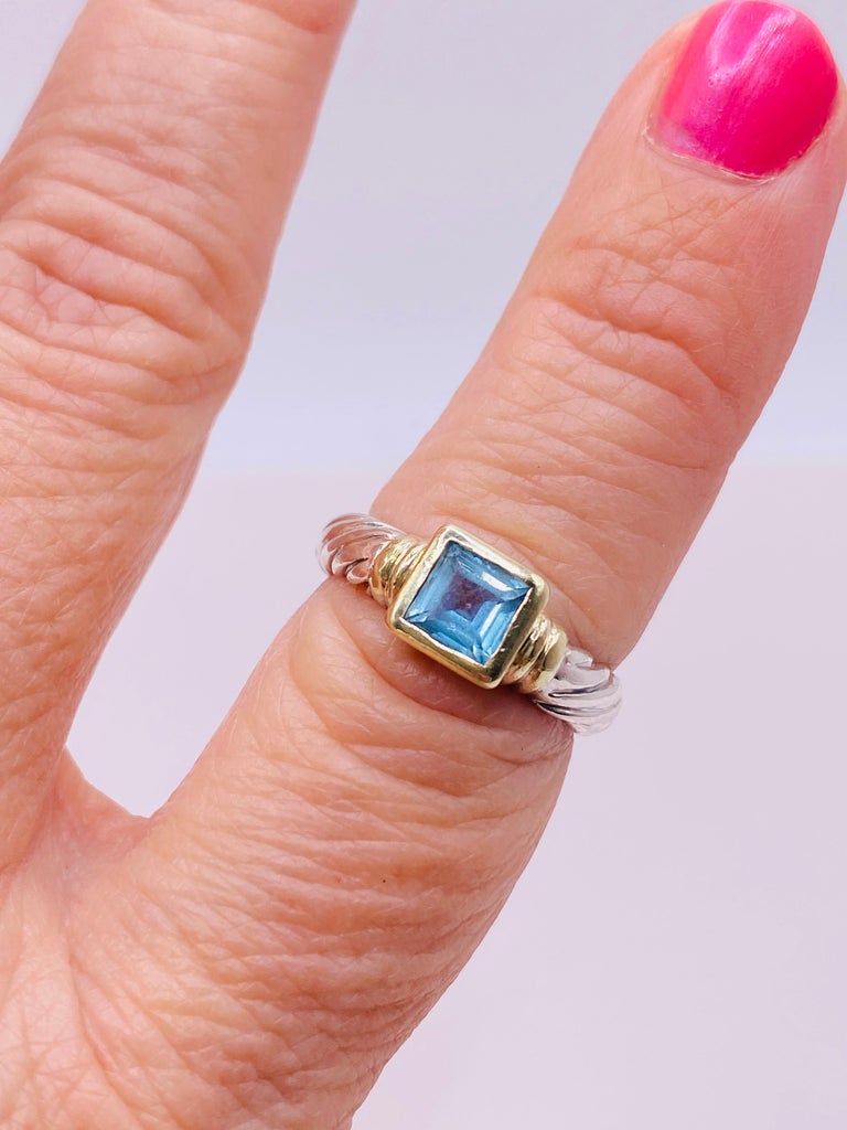 David Yurman Blue Topaz Cable Collection Ring For Sale at 1stDibs